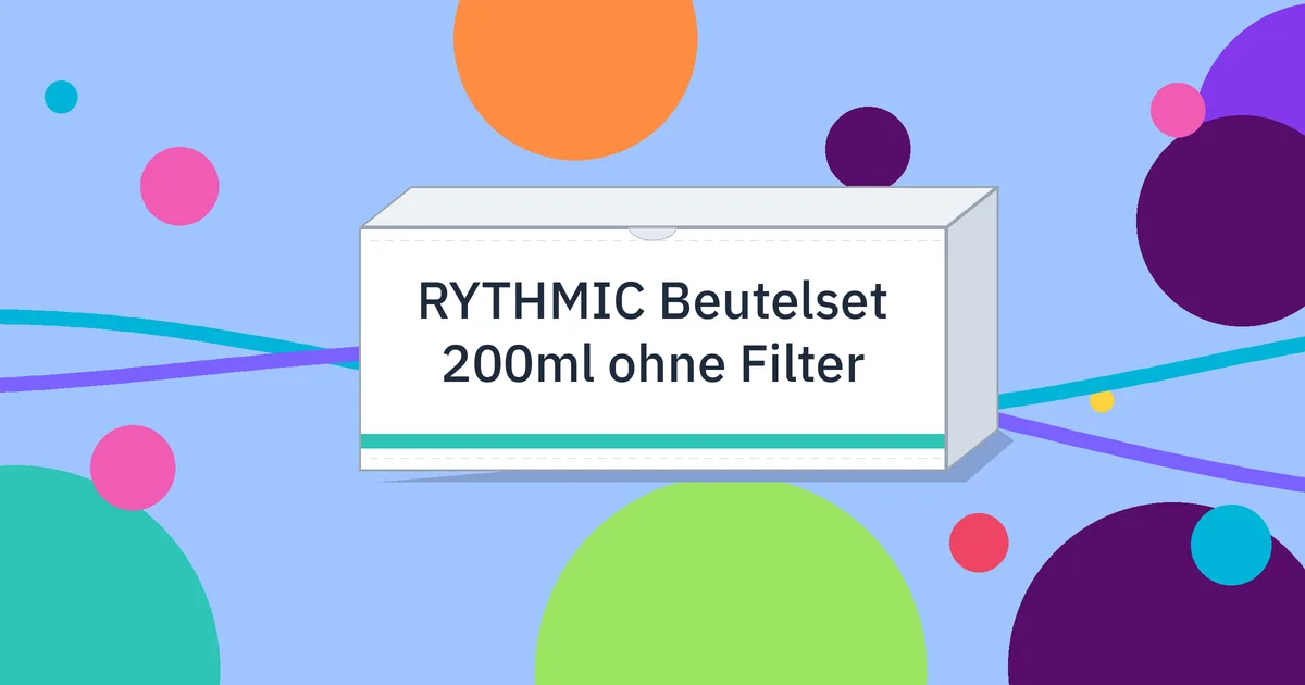 Symbolbild: Packung mit der Aufschrift RYTHMIC Beutelset 200ml ohne Filter (PZN 18387927) – Verfügbarkeit und Bezug in Apotheken in Frankfurt am Main
