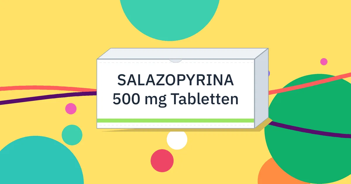 Symbolbild: Packung mit der Aufschrift SALAZOPYRINA 500 mg Tabletten (PZN 04103665) – Verfügbarkeit und Bezug in Apotheken in Frankfurt am Main