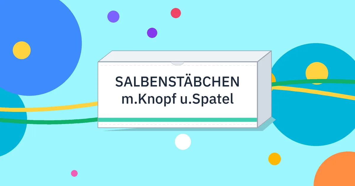 Symbolbild: Packung mit der Aufschrift SALBENSTÄBCHEN m.Knopf u.Spatel (PZN 04099969) – Verfügbarkeit und Bezug in Apotheken in Frankfurt am Main