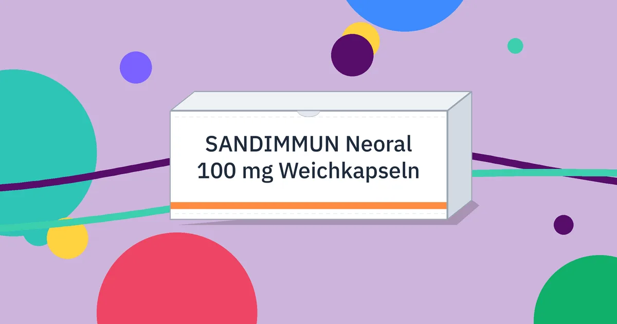 Symbolbild: Packung mit der Aufschrift SANDIMMUN Neoral 100 mg Weichkapseln (PZN 04781158) – Verfügbarkeit und Bezug in Apotheken in Frankfurt am Main