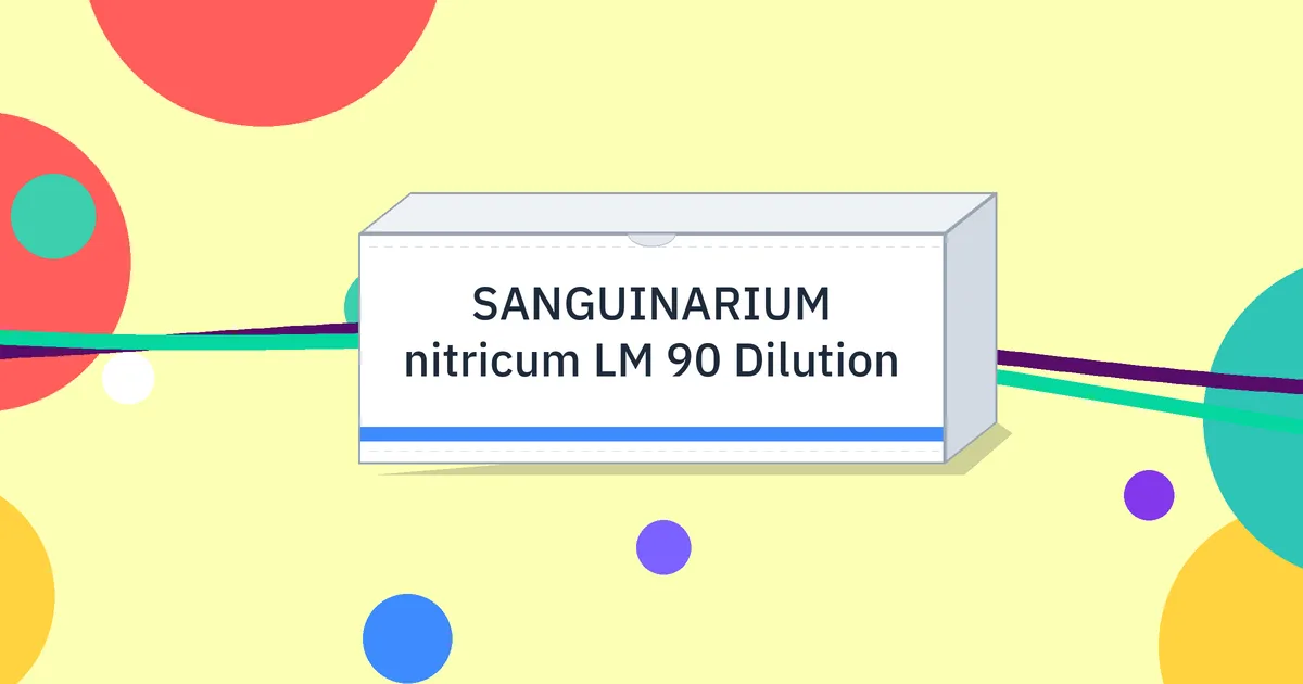 Symbolbild: Packung mit der Aufschrift SANGUINARIUM nitricum LM 90 Dilution (PZN 13181983) – Verfügbarkeit und Bezug in Apotheken in Frankfurt am Main