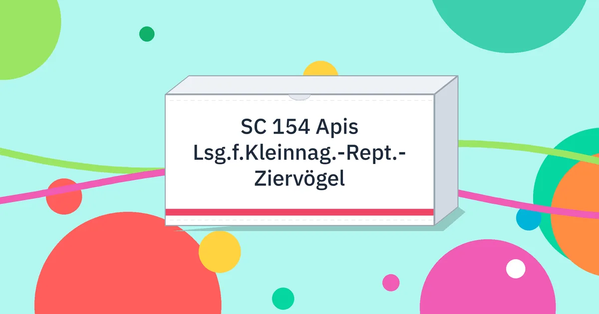 Symbolbild: Packung mit der Aufschrift SC 154 Apis Lsg.f.Kleinnag.-Rept.-Ziervögel (PZN 09681645) – Verfügbarkeit und Bezug in Apotheken in Frankfurt am Main