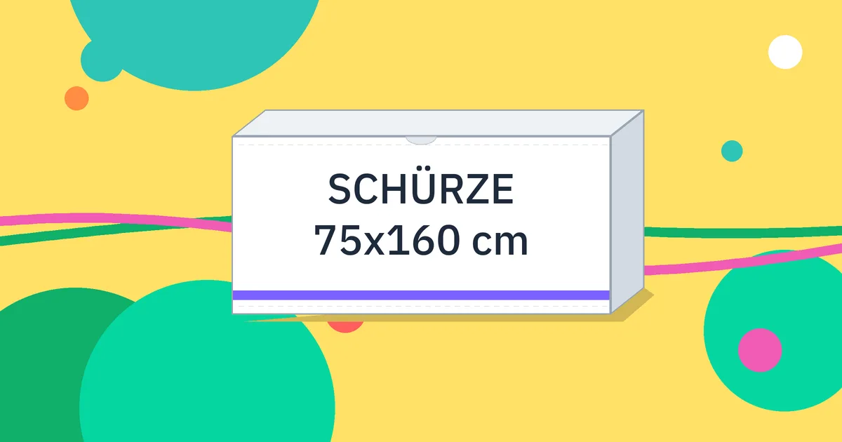 Symbolbild: Packung mit der Aufschrift SCHÜRZE 75x160 cm (PZN 09197843) – Verfügbarkeit und Bezug in Apotheken in Frankfurt am Main