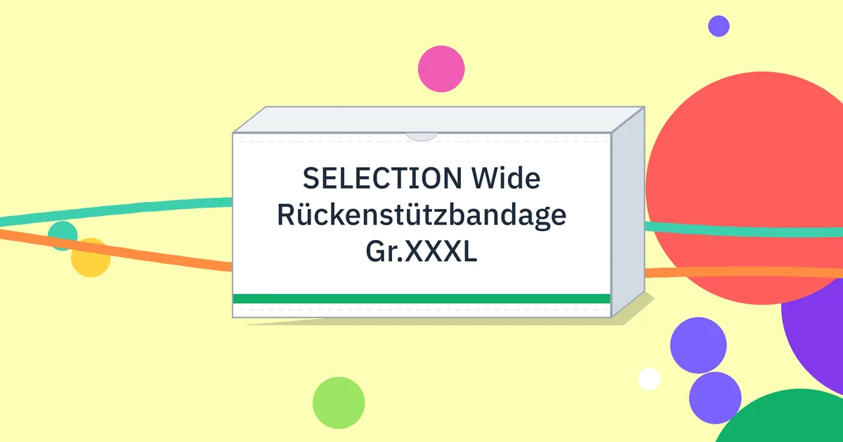 Symbolbild: Packung mit der Aufschrift SELECTION Wide Rückenstützbandage Gr.XXXL (PZN 19133666) – Verfügbarkeit und Bezug in Apotheken in Frankfurt am Main