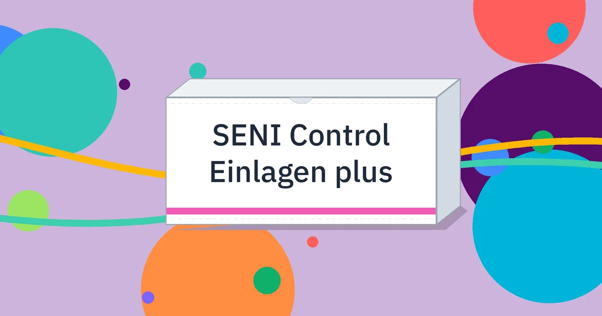 Symbolbild: Packung mit der Aufschrift SENI Control Einlagen plus (PZN 11888201) – Verfügbarkeit und Bezug in Apotheken in Frankfurt am Main