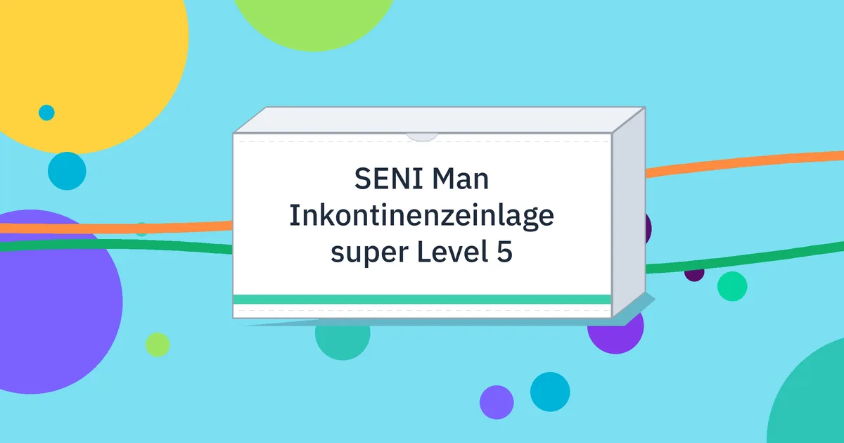 Symbolbild: Packung mit der Aufschrift SENI Man Inkontinenzeinlage super Level 5 (PZN 18271053) – Verfügbarkeit und Bezug in Apotheken in Frankfurt am Main