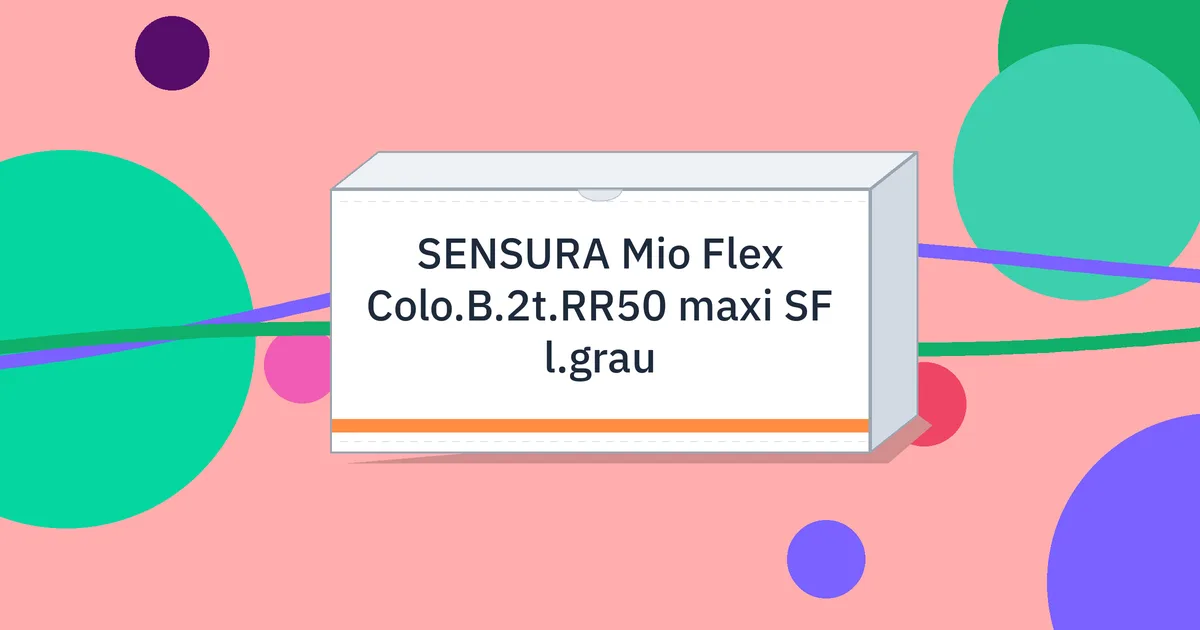 Symbolbild: Packung mit der Aufschrift SENSURA Mio Flex Colo.B.2t.RR50 maxi SF l.grau (PZN 10202124) – Verfügbarkeit und Bezug in Apotheken in Frankfurt am Main