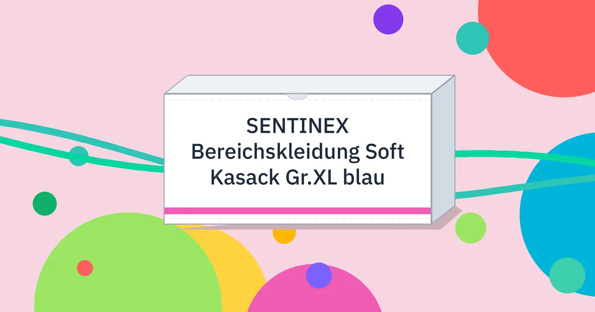 Symbolbild: Packung mit der Aufschrift SENTINEX Bereichskleidung Soft Kasack Gr.XL blau (PZN 09737819) – Verfügbarkeit und Bezug in Apotheken in Frankfurt am Main