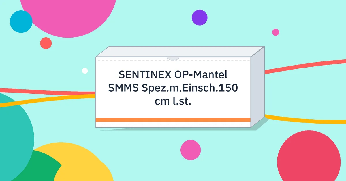 Symbolbild: Packung mit der Aufschrift SENTINEX OP-Mantel SMMS Spez.m.Einsch.150 cm l.st. (PZN 03164251) – Verfügbarkeit und Bezug in Apotheken in Frankfurt am Main