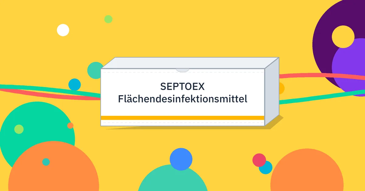 Symbolbild: Packung mit der Aufschrift SEPTOEX Flächendesinfektionsmittel (PZN 16718337) – Verfügbarkeit und Bezug in Apotheken in Frankfurt am Main