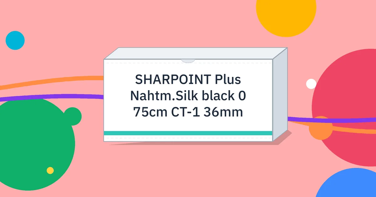 Symbolbild: Packung mit der Aufschrift SHARPOINT Plus Nahtm.Silk black 0 75cm CT-1 36mm (PZN 17994772) – Verfügbarkeit und Bezug in Apotheken in Frankfurt am Main