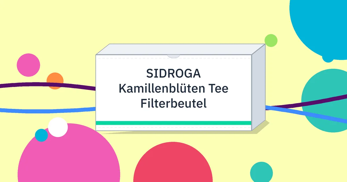 Symbolbild: Packung mit der Aufschrift SIDROGA Kamillenblüten Tee Filterbeutel (PZN 01884828) – Verfügbarkeit und Bezug in Apotheken in Frankfurt am Main