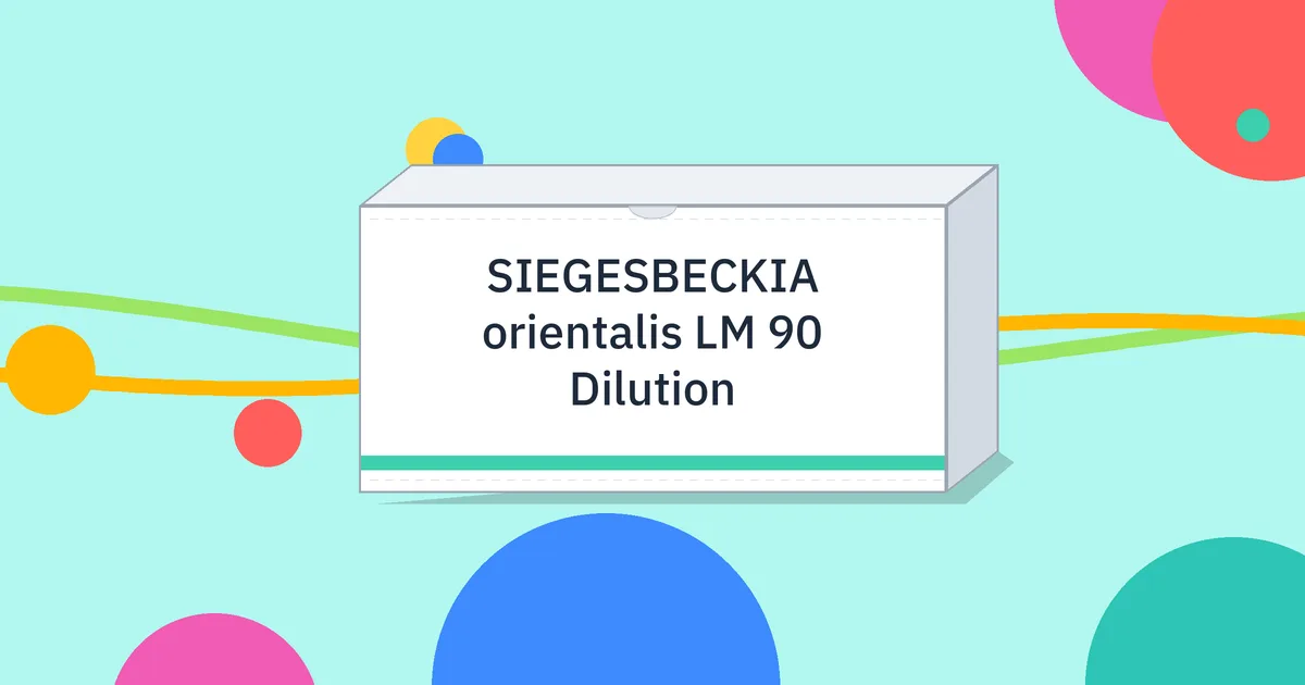 Symbolbild: Packung mit der Aufschrift SIEGESBECKIA orientalis LM 90 Dilution (PZN 13677750) – Verfügbarkeit und Bezug in Apotheken in Frankfurt am Main
