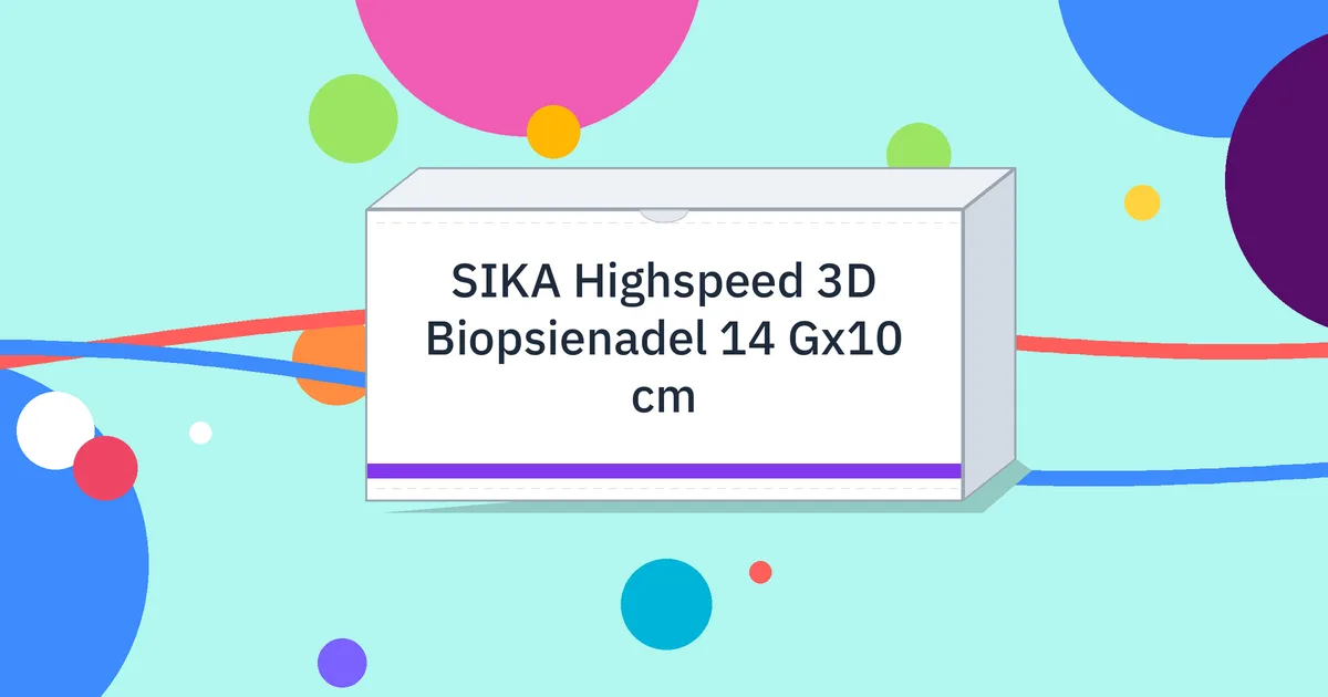 Symbolbild: Packung mit der Aufschrift SIKA Highspeed 3D Biopsienadel 14 Gx10 cm (PZN 20272427) – Verfügbarkeit und Bezug in Apotheken in Frankfurt am Main