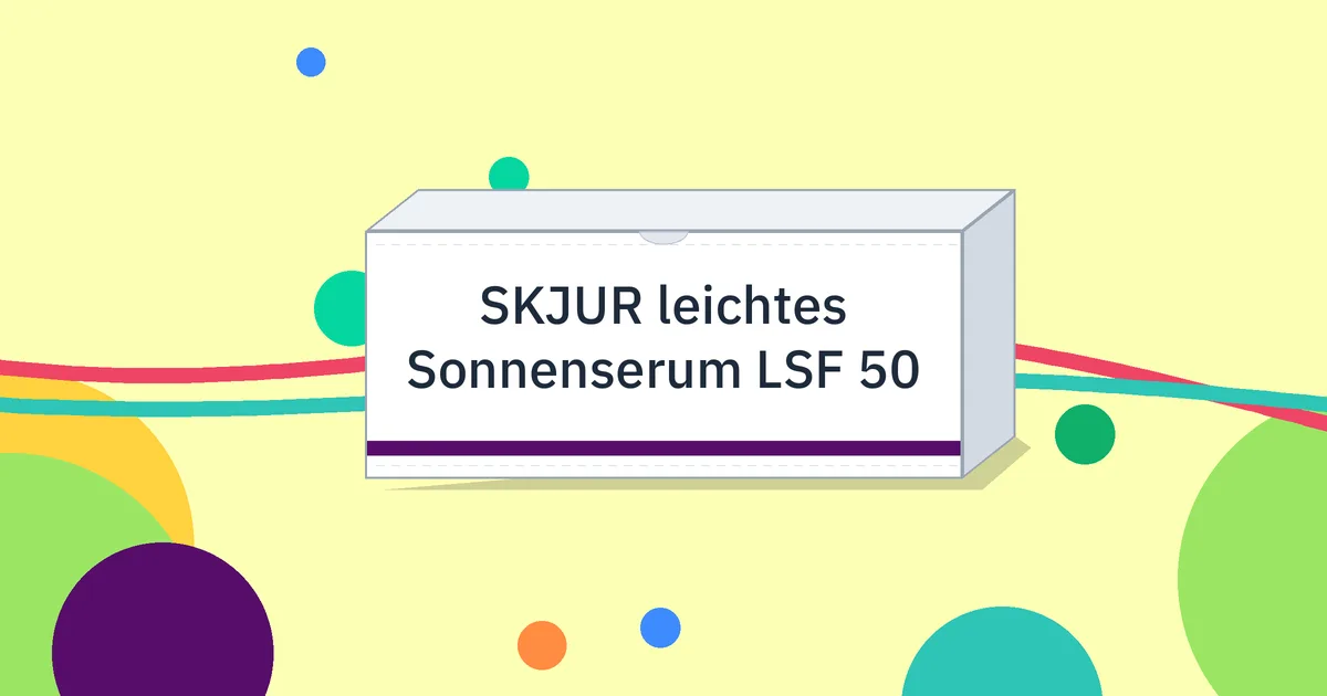Symbolbild: Packung mit der Aufschrift SKJUR leichtes Sonnenserum LSF 50 (PZN 19479301) – Verfügbarkeit und Bezug in Apotheken in Frankfurt am Main