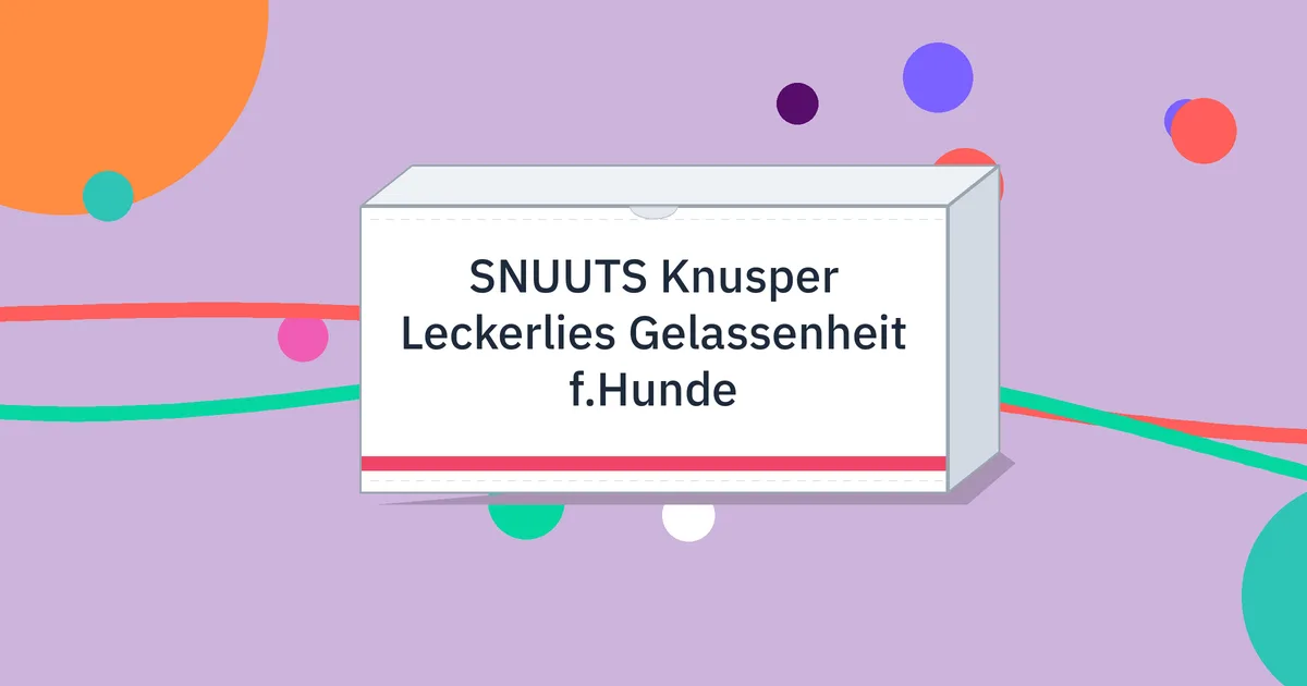 Symbolbild: Packung mit der Aufschrift SNUUTS Knusper Leckerlies Gelassenheit f.Hunde (PZN 19475993) – Verfügbarkeit und Bezug in Apotheken in Frankfurt am Main