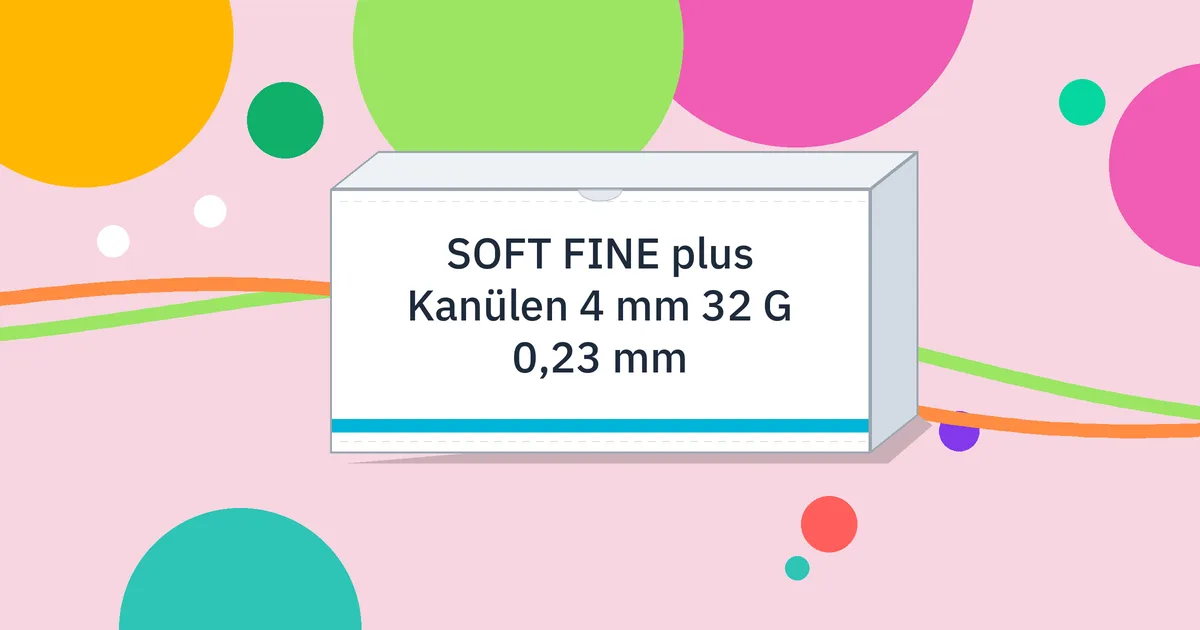 Symbolbild: Packung mit der Aufschrift SOFT FINE plus Kanülen 4 mm 32 G 0,23 mm (PZN 10733270) – Verfügbarkeit und Bezug in Apotheken in Frankfurt am Main