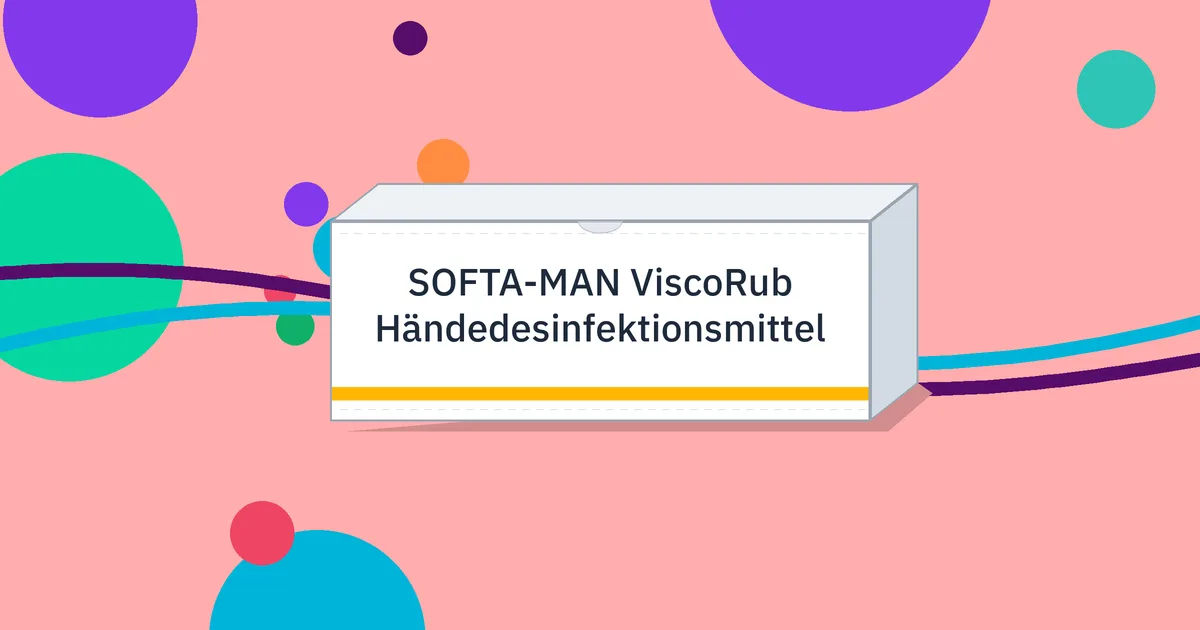 Symbolbild: Packung mit der Aufschrift SOFTA-MAN ViscoRub Händedesinfektionsmittel (PZN 01980561) – Verfügbarkeit und Bezug in Apotheken in Frankfurt am Main