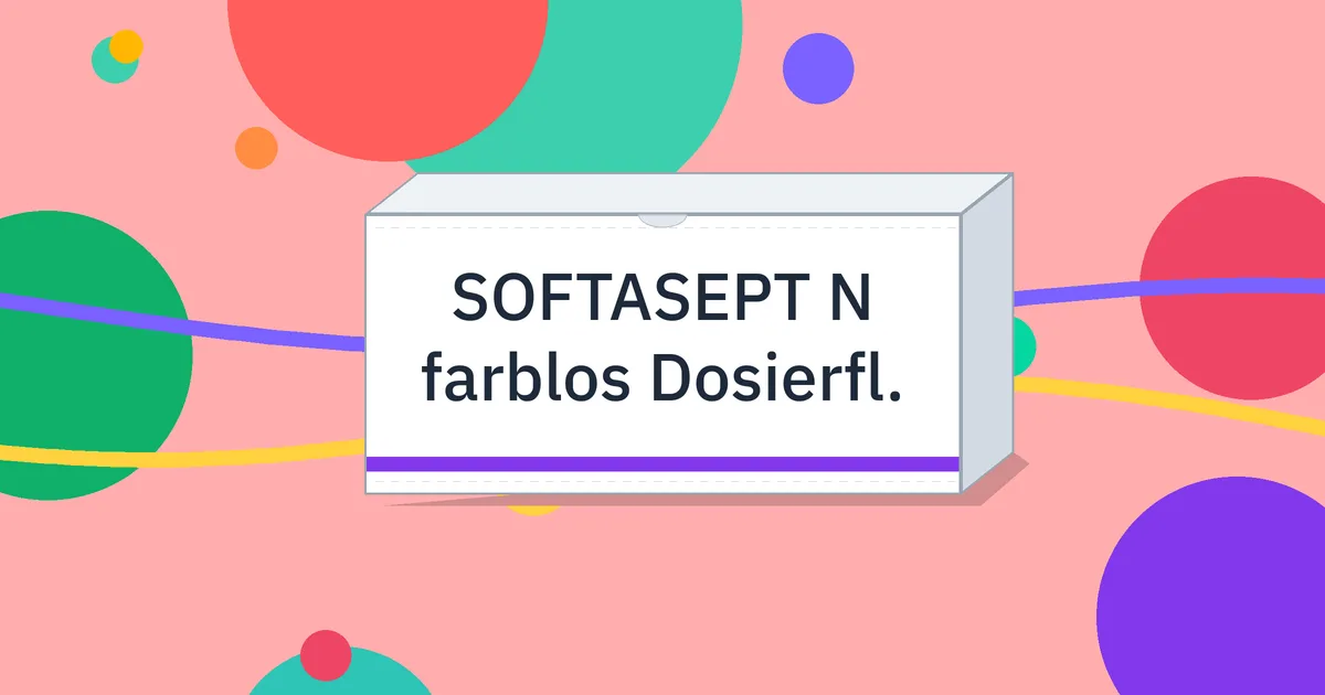 Symbolbild: Packung mit der Aufschrift SOFTASEPT N farblos Dosierfl. (PZN 08505047) – Verfügbarkeit und Bezug in Apotheken in Frankfurt am Main