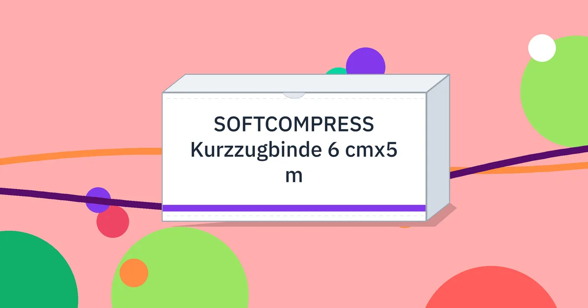 Symbolbild: Packung mit der Aufschrift SOFTCOMPRESS Kurzzugbinde 6 cmx5 m (PZN 13506215) – Verfügbarkeit und Bezug in Apotheken in Frankfurt am Main