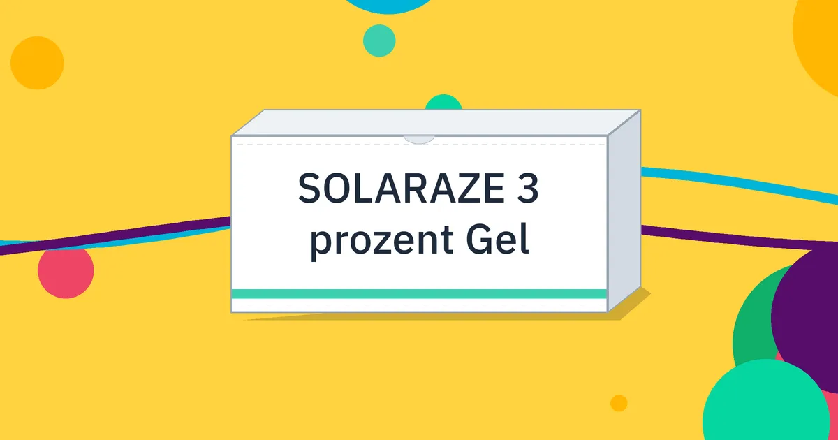 Symbolbild: Packung mit der Aufschrift SOLARAZE 3 prozent Gel (PZN 16868315) – Verfügbarkeit und Bezug in Apotheken in Frankfurt am Main