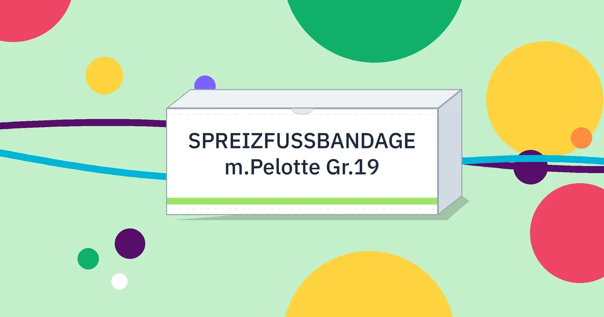 Symbolbild: Packung mit der Aufschrift SPREIZFUSSBANDAGE m.Pelotte Gr.19 (PZN 04863927) – Verfügbarkeit und Bezug in Apotheken in Frankfurt am Main