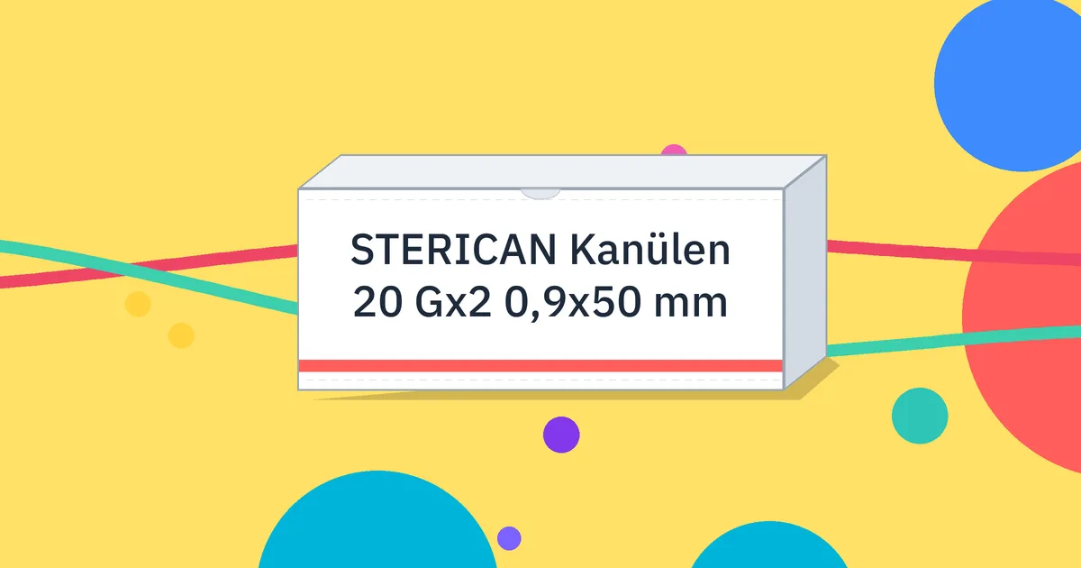 Symbolbild: Packung mit der Aufschrift STERICAN Kanülen 20 Gx2 0,9x50 mm (PZN 19531361) – Verfügbarkeit und Bezug in Apotheken in Frankfurt am Main