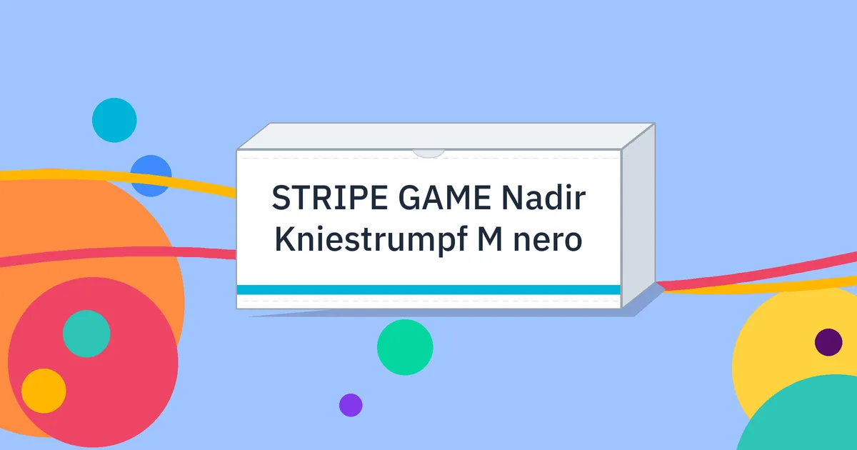 Symbolbild: Packung mit der Aufschrift STRIPE GAME Nadir Kniestrumpf M nero (PZN 20719928) – Verfügbarkeit und Bezug in Apotheken in Frankfurt am Main