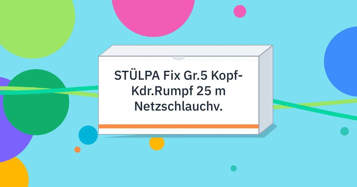 Symbolbild: Packung mit der Aufschrift STÜLPA Fix Gr.5 Kopf-Kdr.Rumpf 25 m Netzschlauchv. (PZN 02175442) – Verfügbarkeit und Bezug in Apotheken in Frankfurt am Main