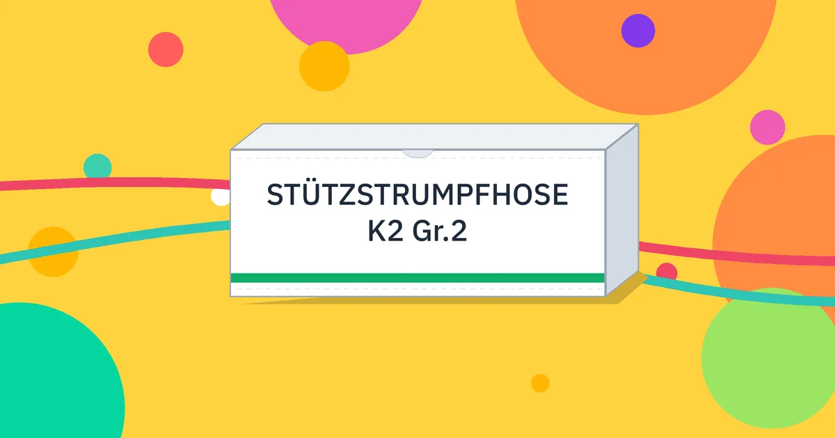 Symbolbild: Packung mit der Aufschrift STÜTZSTRUMPFHOSE K2 Gr.2 (PZN 01969861) – Verfügbarkeit und Bezug in Apotheken in Frankfurt am Main