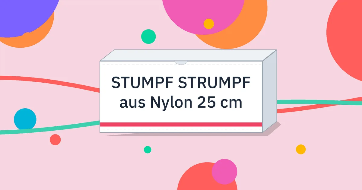 Symbolbild: Packung mit der Aufschrift STUMPF STRUMPF aus Nylon 25 cm (PZN 04865085) – Verfügbarkeit und Bezug in Apotheken in Frankfurt am Main