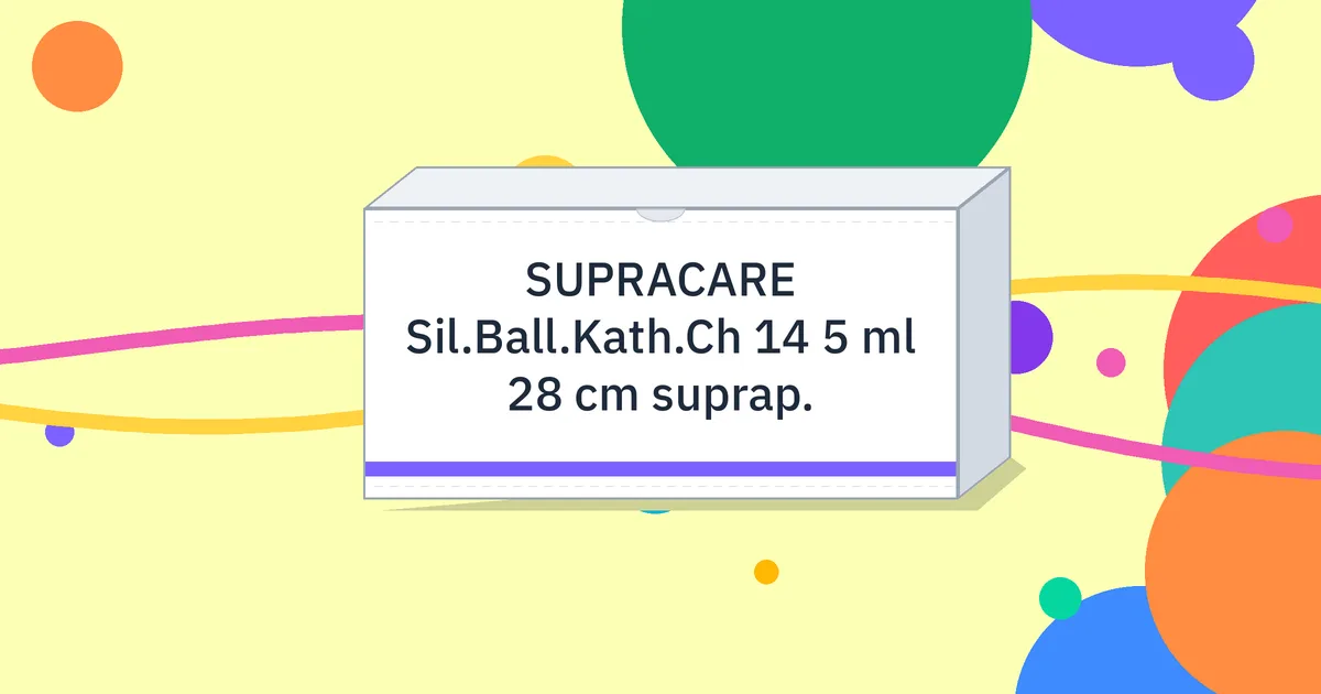 Symbolbild: Packung mit der Aufschrift SUPRACARE Sil.Ball.Kath.Ch 14 5 ml 28 cm suprap. (PZN 04506096) – Verfügbarkeit und Bezug in Apotheken in Frankfurt am Main