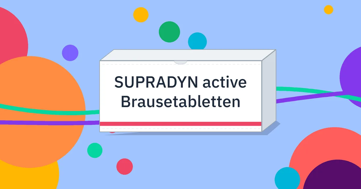 Symbolbild: Packung mit der Aufschrift SUPRADYN active Brausetabletten (PZN 16571727) – Verfügbarkeit und Bezug in Apotheken in Frankfurt am Main