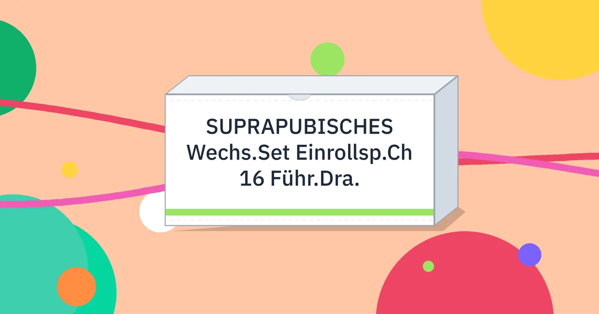 Symbolbild: Packung mit der Aufschrift SUPRAPUBISCHES Wechs.Set Einrollsp.Ch 16 Führ.Dra. (PZN 00214505) – Verfügbarkeit und Bezug in Apotheken in Frankfurt am Main