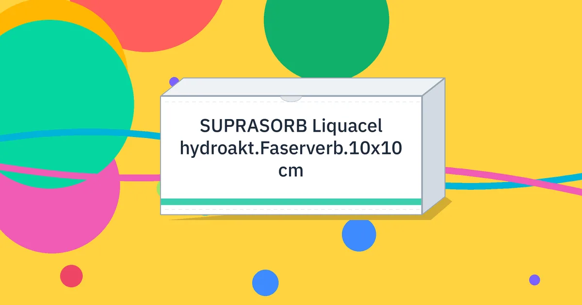 Symbolbild: Packung mit der Aufschrift SUPRASORB Liquacel hydroakt.Faserverb.10x10 cm (PZN 17755990) – Verfügbarkeit und Bezug in Apotheken in Frankfurt am Main
