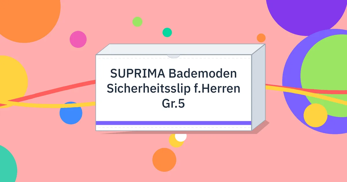 Symbolbild: Packung mit der Aufschrift SUPRIMA Bademoden Sicherheitsslip f.Herren Gr.5 (PZN 09222392) – Verfügbarkeit und Bezug in Apotheken in Frankfurt am Main