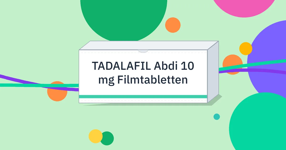 Symbolbild: Packung mit der Aufschrift TADALAFIL Abdi 10 mg Filmtabletten (PZN 17874720) – Verfügbarkeit und Bezug in Apotheken in Frankfurt am Main