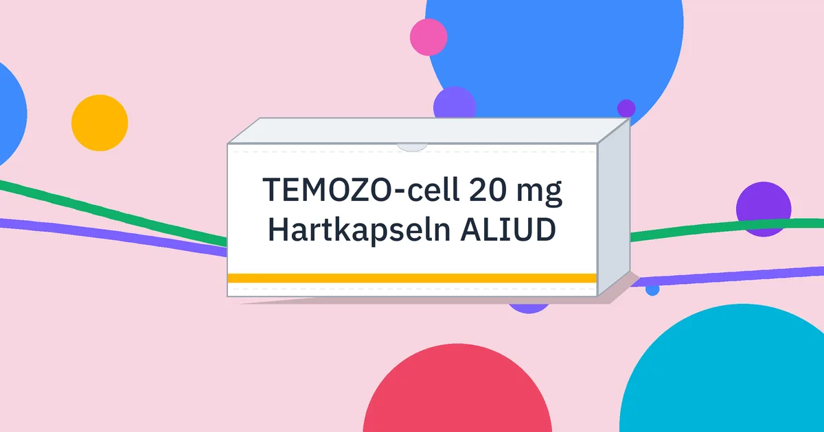 Symbolbild: Packung mit der Aufschrift TEMOZO-cell 20 mg Hartkapseln ALIUD (PZN 13168600) – Verfügbarkeit und Bezug in Apotheken in Frankfurt am Main
