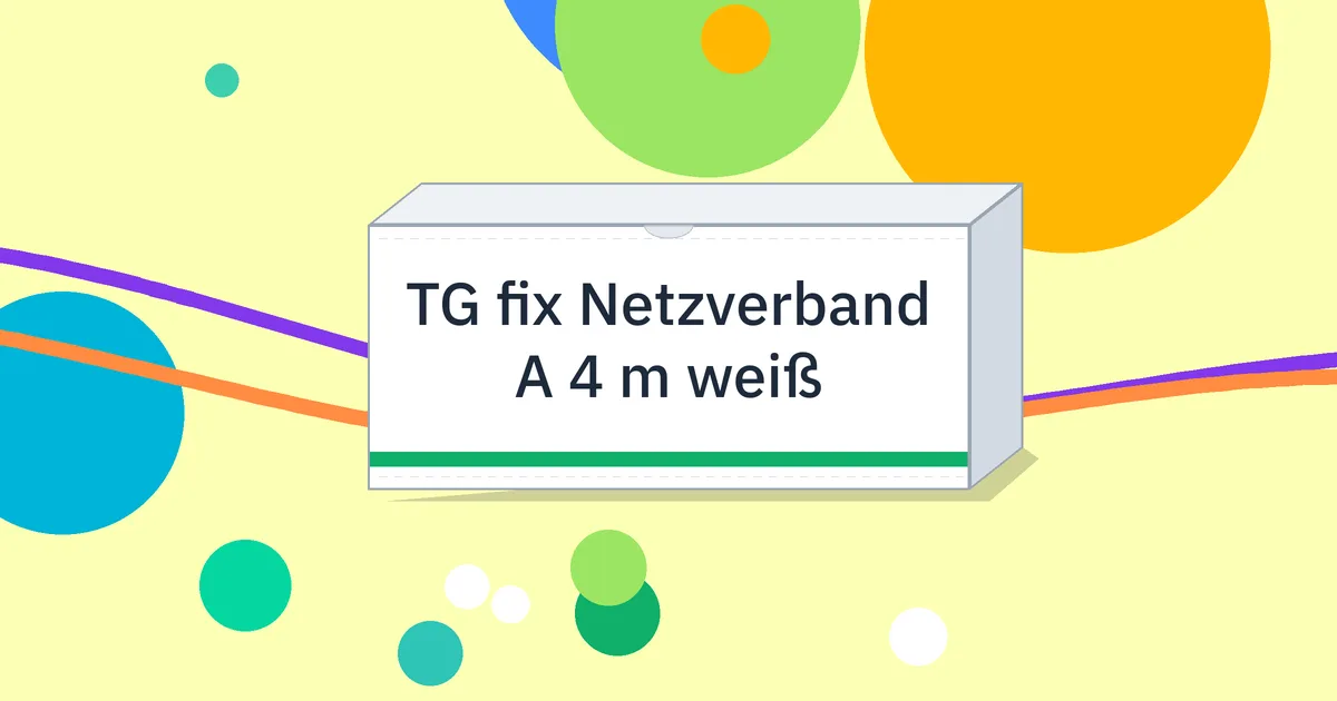 Symbolbild: Packung mit der Aufschrift TG fix Netzverband A 4 m weiß (PZN 15430858) – Verfügbarkeit und Bezug in Apotheken in Frankfurt am Main