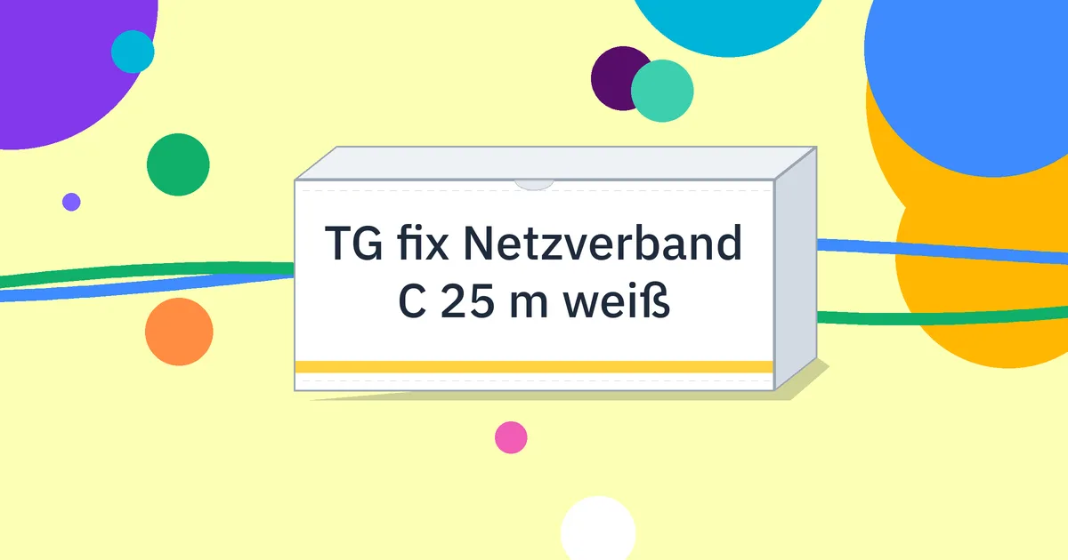Symbolbild: Packung mit der Aufschrift TG fix Netzverband C 25 m weiß (PZN 20606495) – Verfügbarkeit und Bezug in Apotheken in Frankfurt am Main