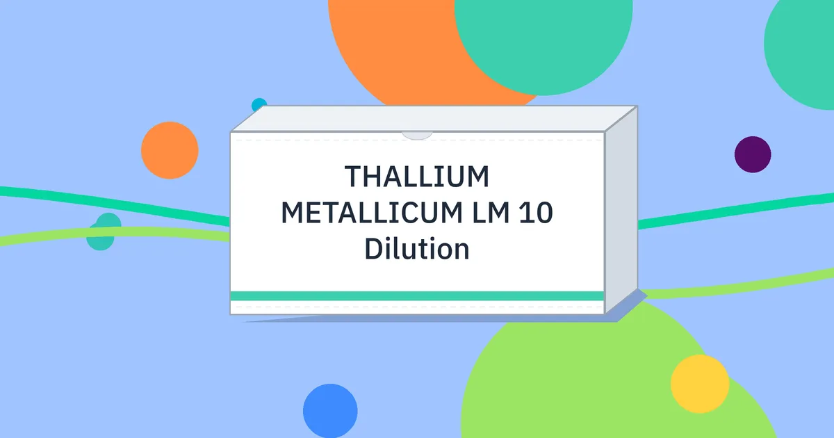 Symbolbild: Packung mit der Aufschrift THALLIUM METALLICUM LM 10 Dilution (PZN 13218404) – Verfügbarkeit und Bezug in Apotheken in Frankfurt am Main