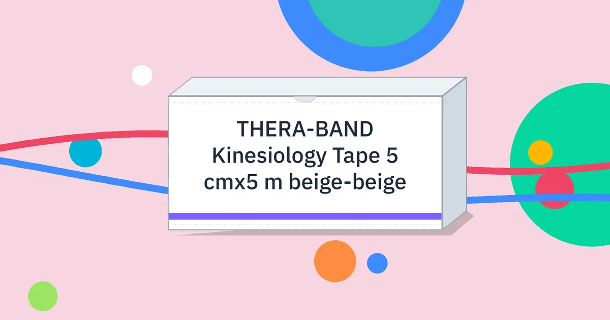 Symbolbild: Packung mit der Aufschrift THERA-BAND Kinesiology Tape 5 cmx5 m beige-beige (PZN 15614707) – Verfügbarkeit und Bezug in Apotheken in Frankfurt am Main