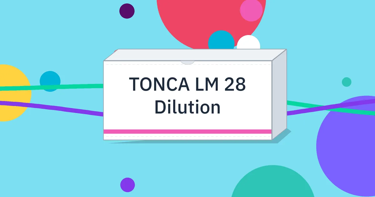 Symbolbild: Packung mit der Aufschrift TONCA LM 28 Dilution (PZN 13225462) – Verfügbarkeit und Bezug in Apotheken in Frankfurt am Main
