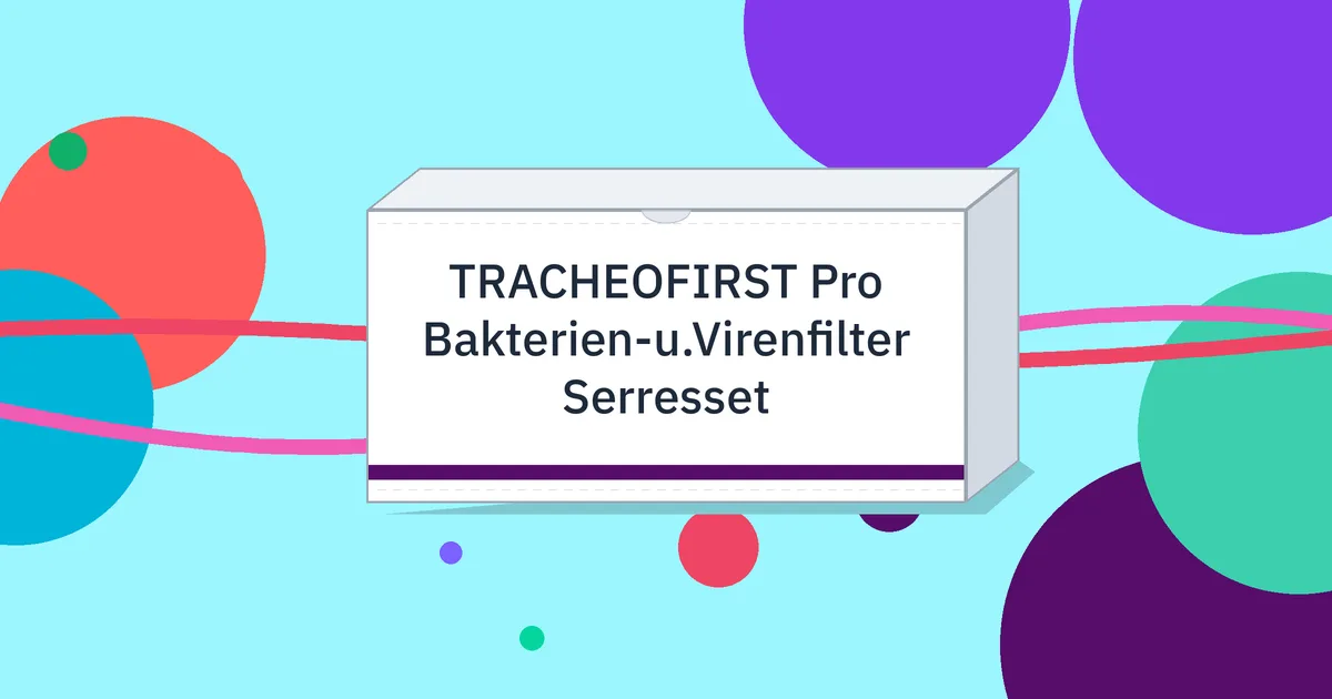 Symbolbild: Packung mit der Aufschrift TRACHEOFIRST Pro Bakterien-u.Virenfilter Serresset (PZN 19156638) – Verfügbarkeit und Bezug in Apotheken in Frankfurt am Main