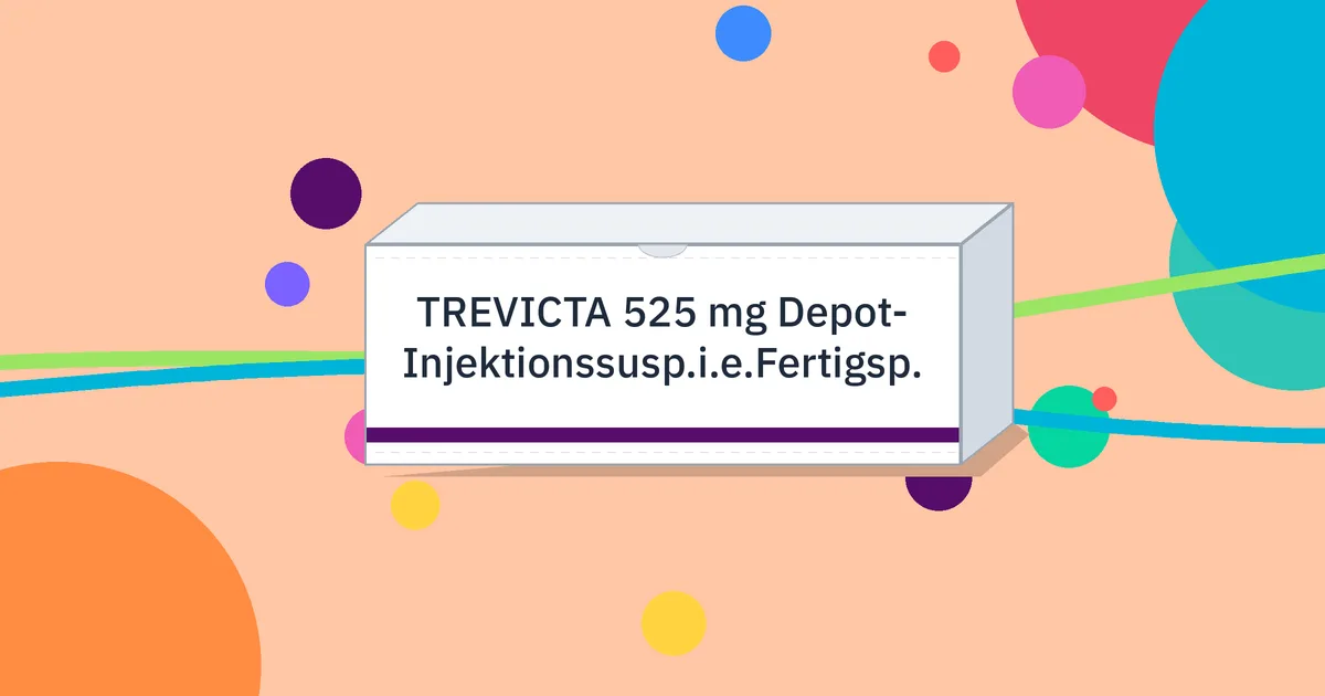 Symbolbild: Packung mit der Aufschrift TREVICTA 525 mg Depot-Injektionssusp.i.e.Fertigsp. (PZN 16567743) – Verfügbarkeit und Bezug in Apotheken in Frankfurt am Main