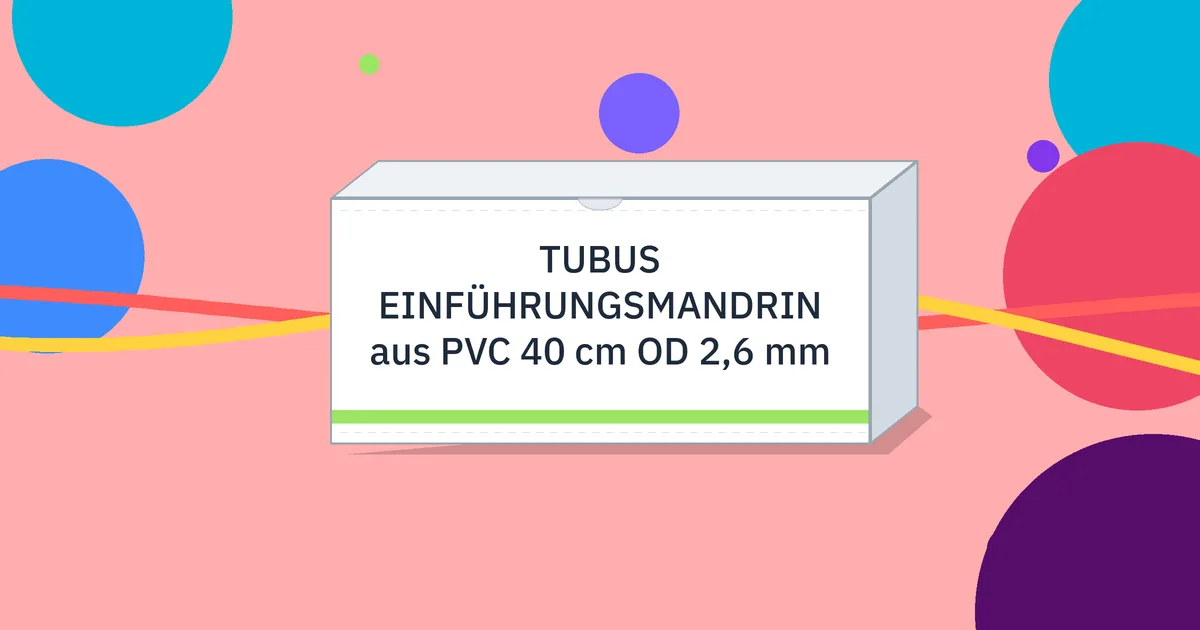 Symbolbild: Packung mit der Aufschrift TUBUS EINFÜHRUNGSMANDRIN aus PVC 40 cm OD 2,6 mm (PZN 05033004) – Verfügbarkeit und Bezug in Apotheken in Frankfurt am Main