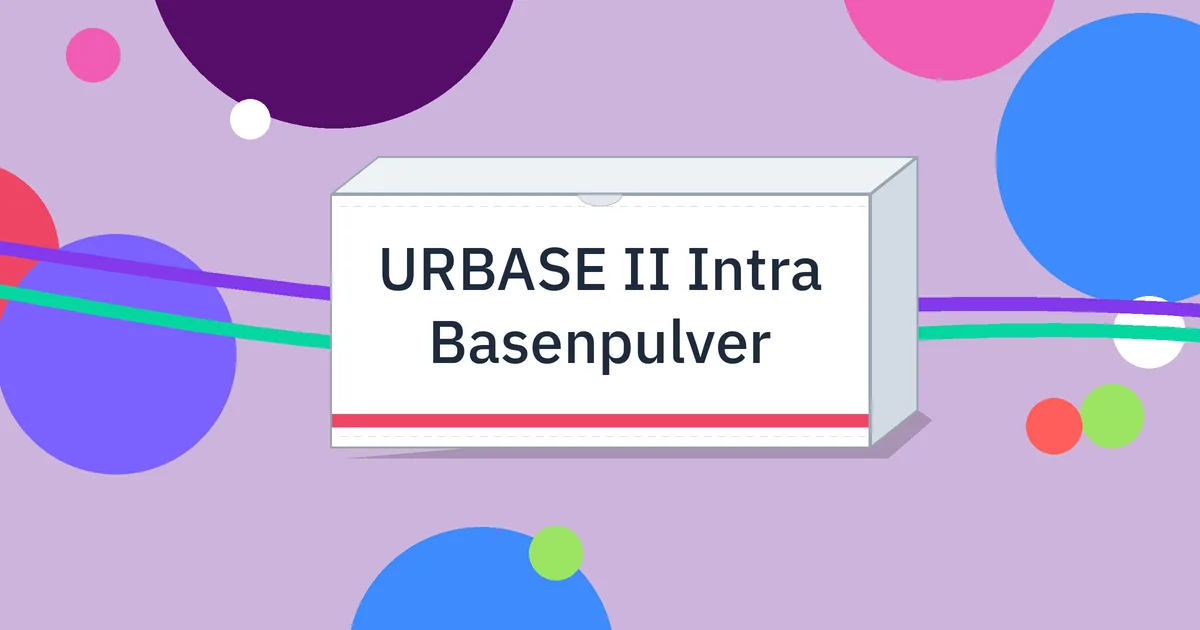 Symbolbild: Packung mit der Aufschrift URBASE II Intra Basenpulver (PZN 06087350) – Verfügbarkeit und Bezug in Apotheken in Frankfurt am Main