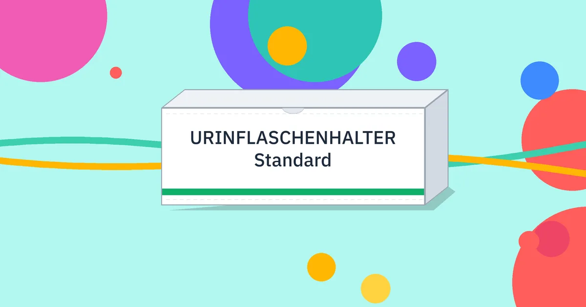 Symbolbild: Packung mit der Aufschrift URINFLASCHENHALTER Standard (PZN 06311008) – Verfügbarkeit und Bezug in Apotheken in Frankfurt am Main