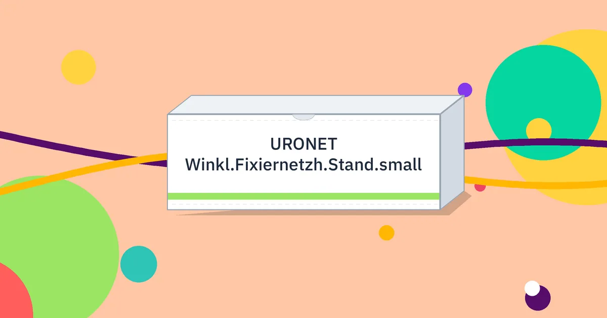 Symbolbild: Packung mit der Aufschrift URONET Winkl.Fixiernetzh.Stand.small (PZN 08587772) – Verfügbarkeit und Bezug in Apotheken in Frankfurt am Main