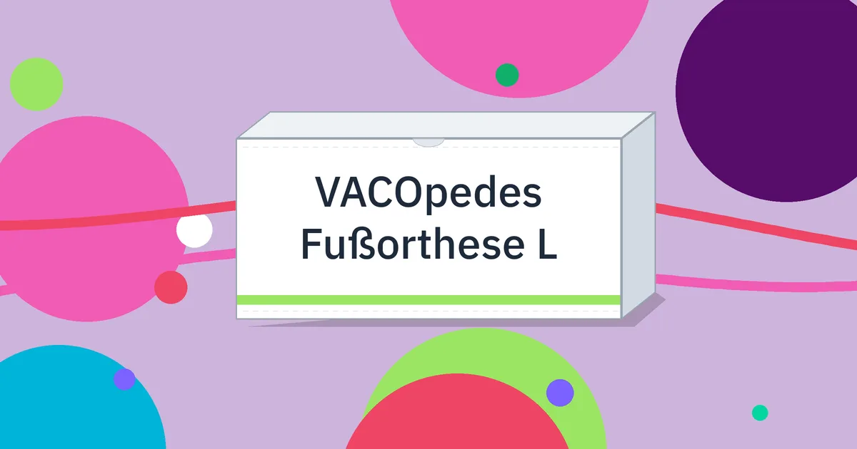 Symbolbild: Packung mit der Aufschrift VACOpedes Fußorthese L (PZN 18350924) – Verfügbarkeit und Bezug in Apotheken in Frankfurt am Main
